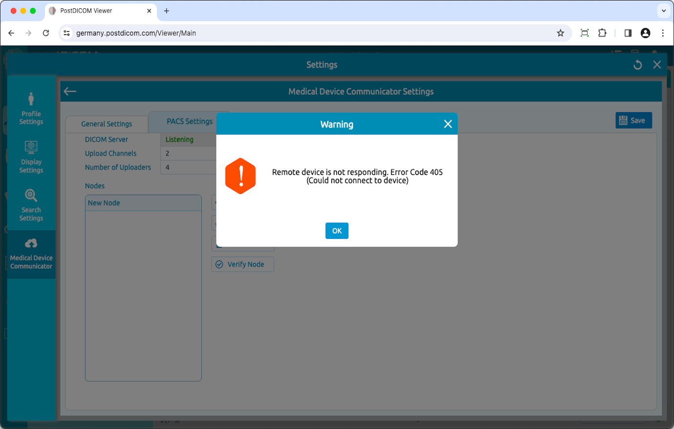 Editing Medical Device Communicator (MeDiC) PACS Server Settings for ...